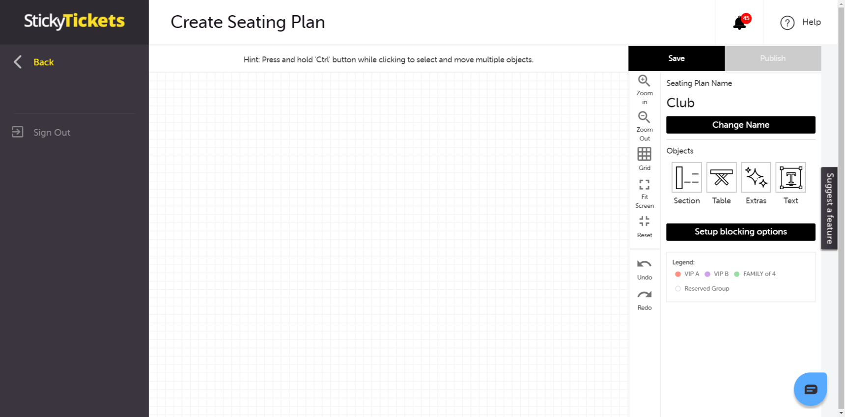 Creating a seating plan for your event