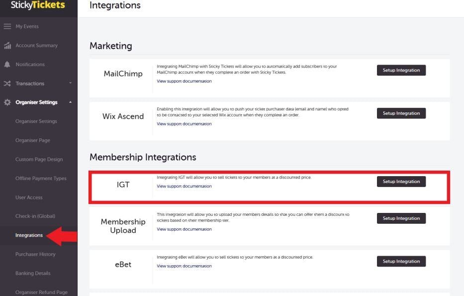 IGT Integration Page